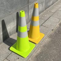 China PVC 28inch 1.8kg 70cm Green Yellow Safety Barrier Cones For Traffic Control 700mm  Road Safety Barrier for sale