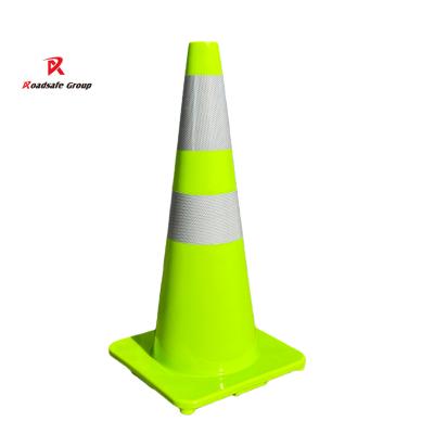 China PVC 28inch 1.8kg 70cm Green Yellow Safety Barrier Cones For Traffic Control 700mm  Road Safety Barrier for sale