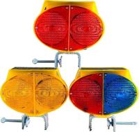 China ROADSAFE JSD11 Dual-Color Red/Blue Flashing LED Solar Traffic Warning Lamp – Double-Sided Safety Barricade Light for sale