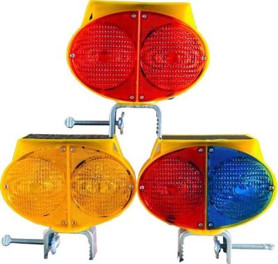 China ROADSAFE JSD11 Dual-Color Red/Blue Flashing LED Solar Traffic Warning Lamp – Double-Sided Safety Barricade Light for sale