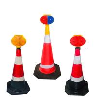 China ROADSAFE JSD11 Dual-Color Red/Blue Flashing LED Solar Traffic Warning Lamp – Double-Sided Safety Barricade Light for Traffic Cone for sale