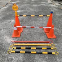 China Extendable 130-213cm Retractable Barrier Pole with PVC/ABS Material and Black&Yellow Color for Traffic Safety for sale