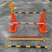 China Extendable 130-213cm Retractable Barrier Pole with PVC/ABS Material and Black&Yellow Color for Traffic Safety for sale