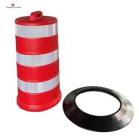 China JST Barriers 1100mm South American 15kgs Traffic Drum Barrels RED Crash Safety Traffic Barrel Road Orange Barrier Heavy Duty for sale