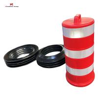 China JST Barriers 1100mm South American 15kgs Traffic Drum Barrels RED Crash Safety Traffic Barrel Road Orange Barrier Heavy Duty for sale