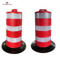 China JST Barriers 1100mm South American 15kgs Traffic Drum Barrels RED Crash Safety Traffic Barrel Road Orange Barrier Heavy Duty for sale