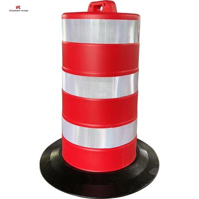 China JST Barriers 1100mm South American 15kgs Traffic Drum Barrels RED Crash Safety Traffic Barrel Road Orange Barrier Heavy Duty for sale
