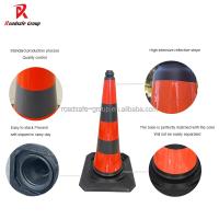 China 100cm Height PE Rubber Base Reflective Tape Traffic Cone for Road Safety and Construction Zones for sale