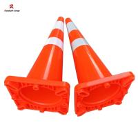 China 36 Inch Flexible PVC Traffic Safety Cone with Orange Base & Reflective Collar for Highway Control for sale