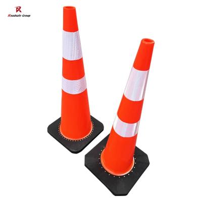 China BEIJING ROADSAFE Orange cone 90cm Factory Cheap Price PVC Warning Road Safety Traffic Cones Reflective Safety Cones Black Base 36inch for sale