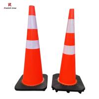 China BEIJING ROADSAFE Orange cone 90cm Factory Cheap Price PVC Warning Road Safety Traffic Cones Reflective Safety Cones Black Base 36inch for sale