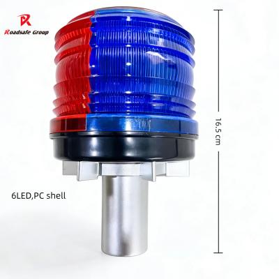 China ROADSAFE Solar Traffic Safety signal Warning Light 16.5cm Red Blue Double Color Flashing 6LED Cone Lights for Road Safety for sale