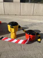China 5m 3meters Traffic Safety Cone Road Belt Topper Warning Barrier Retractable Topper High quality White Red Yellow barrier Fence Tape for sale