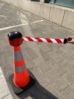 China 5m 3meters Traffic Safety Cone Road Belt Topper Warning Barrier Retractable Topper High quality White Red Yellow barrier Fence Tape for sale