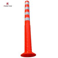 China Orange Red Color Israel 1.5-1.8kgs 4 reflector Warning Spring Posts Pole PU 1000mm Orange Flexible Traffic Bollard Reflective Road 100cm Delineator Post for sale