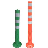 China Orange Red Color Israel 1.5-1.8kgs 4 reflector Warning Spring Posts Pole PU 1000mm Orange Flexible Traffic Bollard Reflective Road 100cm Delineator Post for sale