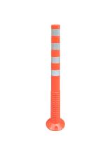 China Orange Red Color Israel 1.5-1.8kgs 4 reflector Warning Spring Posts Pole PU 1000mm Orange Flexible Traffic Bollard Reflective Road 100cm Delineator Post for sale