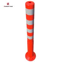 China Orange Red Color Israel 1.5-1.8kgs 4 reflector Warning Spring Posts Pole PU 1000mm Orange Flexible Traffic Bollard Reflective Road 100cm Delineator Post for sale