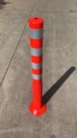 China Orange Red Color Israel 1.5-1.8kgs 4 reflector Warning Spring Posts Pole PU 1000mm Orange Flexible Traffic Bollard Reflective Road 100cm Delineator Post for sale