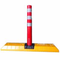 China Warning Spring Post 76cm with Heavy Duty base 100x20x8.5cm Orange Flexible Traffic Bollard Reflective Delineator Post for road construction diviner for sale