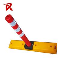 China Warning Spring Post 76cm with Heavy Duty base 100x20x8.5cm Orange Flexible Traffic Bollard Reflective Delineator Post for road construction diviner for sale