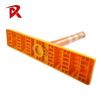 China Warning Spring Post 76cm with Heavy Duty base 100x20x8.5cm Orange Flexible Traffic Bollard Reflective Delineator Post for road construction diviner for sale