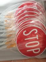 China Australian Traffic Management Class 1 Reflective Film Telescopic Aluminum Handle 450mm STOP / SLOW Sign (BAT style) for sale