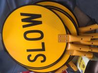 China Australian Traffic Management Class 1 Reflective Film Telescopic Aluminum Handle 450mm STOP / SLOW Sign (BAT style) for sale