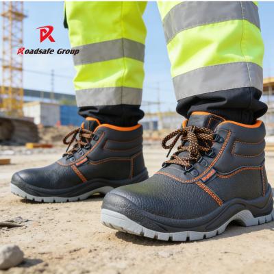 China Premium Cow Leather Safety Shoes with Steel Toe & Steel Midsole, PU Outsole Industrial Work Boots For Construction Workers for sale