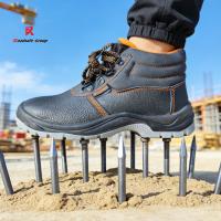 China Premium Cow Leather Safety Shoes with Steel Toe & Steel Midsole, PU Outsole Industrial Work Boots For Construction Workers for sale