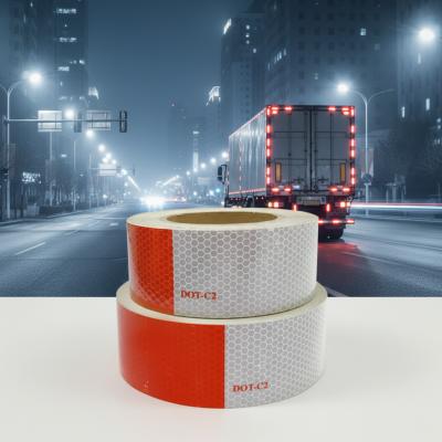 China High Intensity Reflector Film with Adhesive DOT-C2 Red White Reflective Tape 45m x 5cm for Truck & Vehicle Safety for sale