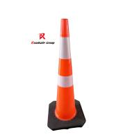 China 7KGS Heavy Duty PVC Warning Road Safety Traffic Cones Reflective Safety Cones Black Base 36inch for sale