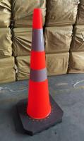 China 7KGS Heavy Duty PVC Warning Road Safety Traffic Cones Reflective Safety Cones Black Base 36inch for sale