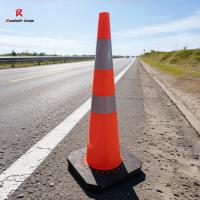 China 7KGS Heavy Duty PVC Warning Road Safety Traffic Cones Reflective Safety Cones Black Base 36inch for sale