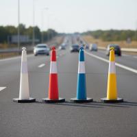 China Delineators Barriers 110MM T-Top Black Base Reflective Traffic Beijing ROADSAFE Road Barrier Warning Cone Post for sale