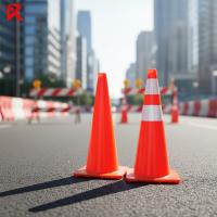 China PVC 29.5inch Reflective Barrier Cones 75cm Orange Flexible Warning For Traffic Control 750mm  Road Safety Barrier for sale