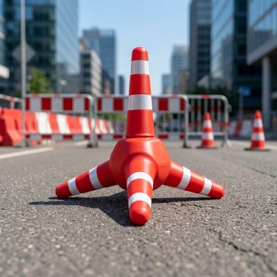 China Manufacture Orange Heavy Duty Plastic Traffic Warning Cone Reflective Three Leg Safety Cone for Construction Roadway and Parking Area for sale