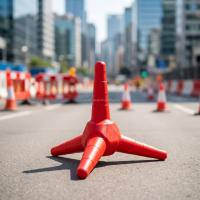 China Manufacture Orange Heavy Duty Plastic Traffic Warning Cone Reflective Three Leg Safety Cone for Construction Roadway and Parking Area for sale
