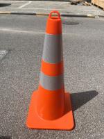 China PVC Reflective Traffic Cone with Top Ring Handle – High Visibility Road Safety Warning Cone for Construction & Parking for sale