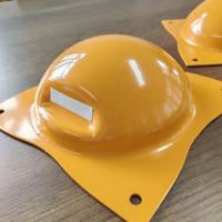 China Iron Reflective 20x20cm Material Road Stud Steel Amber Yellow Coating 65mm Height Enhanced Road Safety Raised Studs for sale