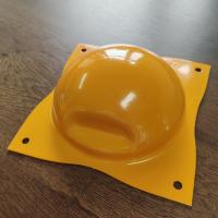 China Heavy Duty Q235 Steel Road Stud 20x20cm Yellow Metal Road Turtle Marker Reflective Cat Eye Traffic Lane Delineator Button for sale