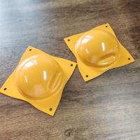 China Heavy Duty Q235 Steel Road Stud 20x20cm Yellow Metal Road Turtle Marker Reflective Cat Eye Traffic Lane Delineator Button for sale
