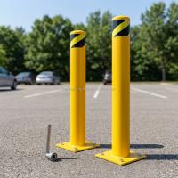 China Warning Steel 60-120cm Yellow Iron Custom Traffic Bollard Reflective Delineator Post Barrier for Road Safety for sale