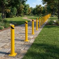 China Warning Steel 60-120cm Yellow Iron Custom Traffic Bollard Reflective Delineator Post Barrier for Road Safety for sale