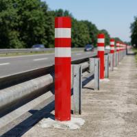 China 2026 Beijing ROADSAFE Warning Flexible Reflective Mental Steel traffic guardrail Barrier road delineator post sheet bollard for sale