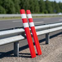 China 2026 Beijing ROADSAFE Warning Flexible Reflective Mental Steel traffic guardrail Barrier road delineator post sheet bollard for sale