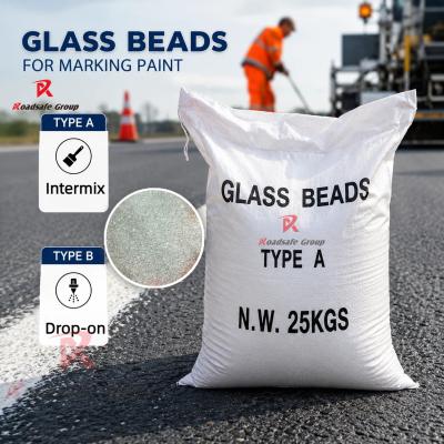 China Glass Beads Reflective for Road Line Marking Paint | China Standard Traffic Glass Bead Drop-on Intermix Type A B for sale