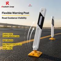 China TRAFFIC Reflective Road Bollards 1000mm PVC White Bollard Yellow Base Traffic Flexible Post Warning Post Delineator for sale