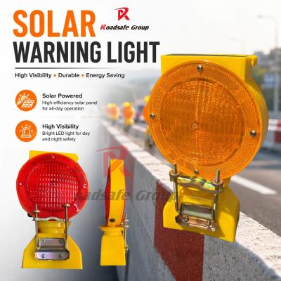 China Solar Rechargeable Yellow Amber Traffic Warning Light Long Lifetime and Dia 180mm Size for sale