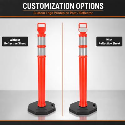 China Delineators Barriers 1250MM T-Top Octagon Base 6kgs 8kgs Reflective Traffic Lane Diviner Delineator Road Barrier Warning Post for sale